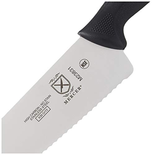 Mercer Culinary M23831 Millennia Black Handle, 10-Inch Wavy Edge, Chef's Knife