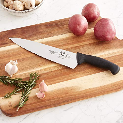 Mercer Culinary M23831 Millennia Black Handle, 10-Inch Wavy Edge, Chef's Knife