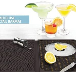 Talisman Designs Original Multi-Use Cocktail Bar Mat for Countertop | 9 x 12 | Black | Versatile Bar Spill Mat | Slice & Prep Cutting Board | Non-Slip Work Surface | Home Bar Accessory