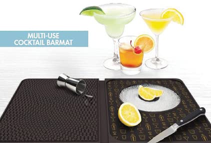 Talisman Designs Original Multi-Use Cocktail Bar Mat for Countertop | 9 x 12 | Black | Versatile Bar Spill Mat | Slice & Prep Cutting Board | Non-Slip Work Surface | Home Bar Accessory