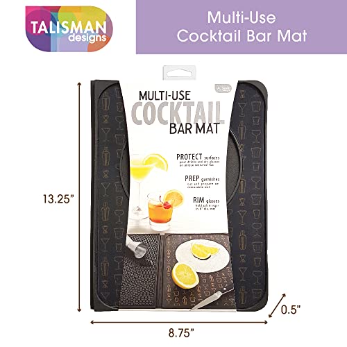 Talisman Designs Original Multi-Use Cocktail Bar Mat for Countertop | 9 x 12 | Black | Versatile Bar Spill Mat | Slice & Prep Cutting Board | Non-Slip Work Surface | Home Bar Accessory