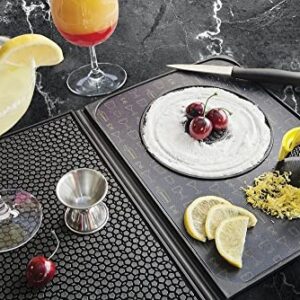 Talisman Designs Original Multi-Use Cocktail Bar Mat for Countertop | 9 x 12 | Black | Versatile Bar Spill Mat | Slice & Prep Cutting Board | Non-Slip Work Surface | Home Bar Accessory