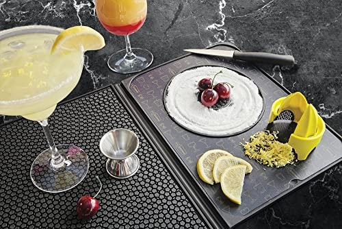 Talisman Designs Original Multi-Use Cocktail Bar Mat for Countertop | 9 x 12 | Black | Versatile Bar Spill Mat | Slice & Prep Cutting Board | Non-Slip Work Surface | Home Bar Accessory