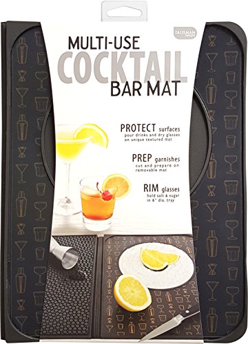 Talisman Designs Original Multi-Use Cocktail Bar Mat for Countertop | 9 x 12 | Black | Versatile Bar Spill Mat | Slice & Prep Cutting Board | Non-Slip Work Surface | Home Bar Accessory