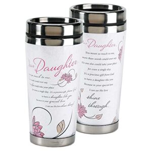 dear daughter shine through flower 16 oz. stainless steel insulated travel mug with lid