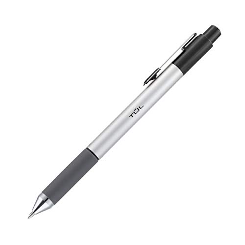 TUL BP3 Ballpoint, Retractable, Fine Point, 0.8 mm, Silver Barrel, Black Ink, Pack of 4