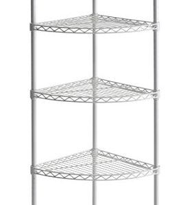 Muscle Rack WSCR141447 5-Shelf Steel Wire Corner Shelving Unit, 14" Width, 47" Height, 14" Depth , White