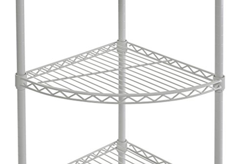 Muscle Rack WSCR141447 5-Shelf Steel Wire Corner Shelving Unit, 14" Width, 47" Height, 14" Depth , White