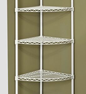 Muscle Rack WSCR141447 5-Shelf Steel Wire Corner Shelving Unit, 14" Width, 47" Height, 14" Depth , White