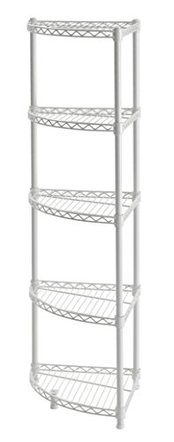 Muscle Rack WSCR141447 5-Shelf Steel Wire Corner Shelving Unit, 14" Width, 47" Height, 14" Depth , White