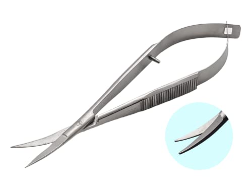 Micro Scissors 4.5" curved Castroviejo stitch cutting embroidery spring action extra sharp Squeeze scissors for ENT eye skin dental veterinary surgeon by Artman Instruments