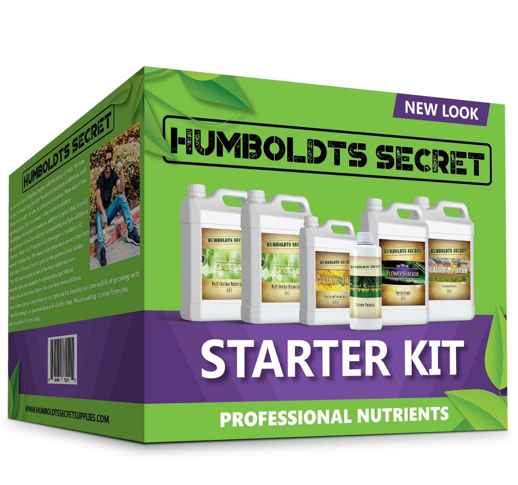 Humboldts Secret Starter Kit Pack – World's Best Indoor & Outdoor Plant Fertilizer and Nutrient System: Base A & B – Golden Tree – Flower Stacker – Plant Enzymes – CalMag & Iron