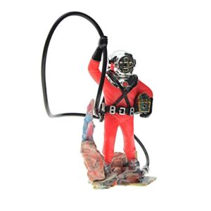 saim diver with hose live action aerating, air action aerating decorations diver movement live-action for aquarium fish tank ornament - rose red