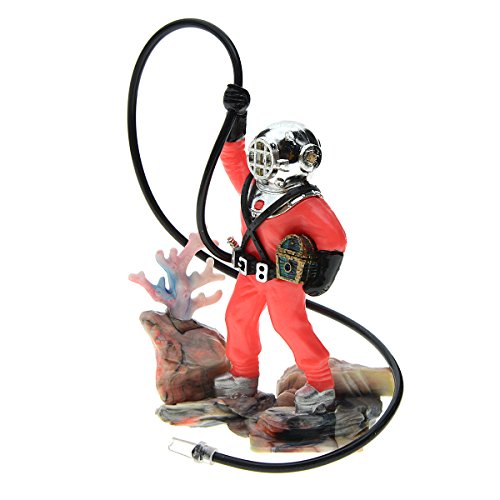 Saim Diver with Hose Live Action Aerating, Air Action Aerating Decorations Diver Movement Live-Action for Aquarium Fish Tank Ornament - Rose Red