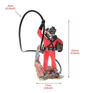 Saim Diver with Hose Live Action Aerating, Air Action Aerating Decorations Diver Movement Live-Action for Aquarium Fish Tank Ornament - Rose Red