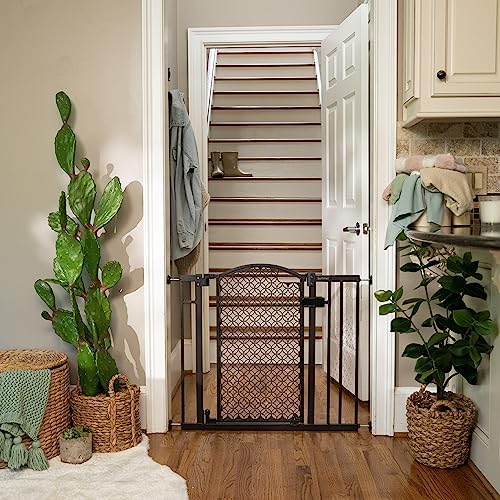 Summer Modern Home Walk-Thru Safety Pet and Baby Gate, 28"-42" Wide, 30" Tall, Pressure or Hardware Mounted, Install on Wall or Banister in Doorway or Stairway, Auto Close Door - Espresso