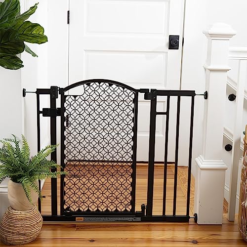 Summer Modern Home Walk-Thru Safety Pet and Baby Gate, 28"-42" Wide, 30" Tall, Pressure or Hardware Mounted, Install on Wall or Banister in Doorway or Stairway, Auto Close Door - Espresso