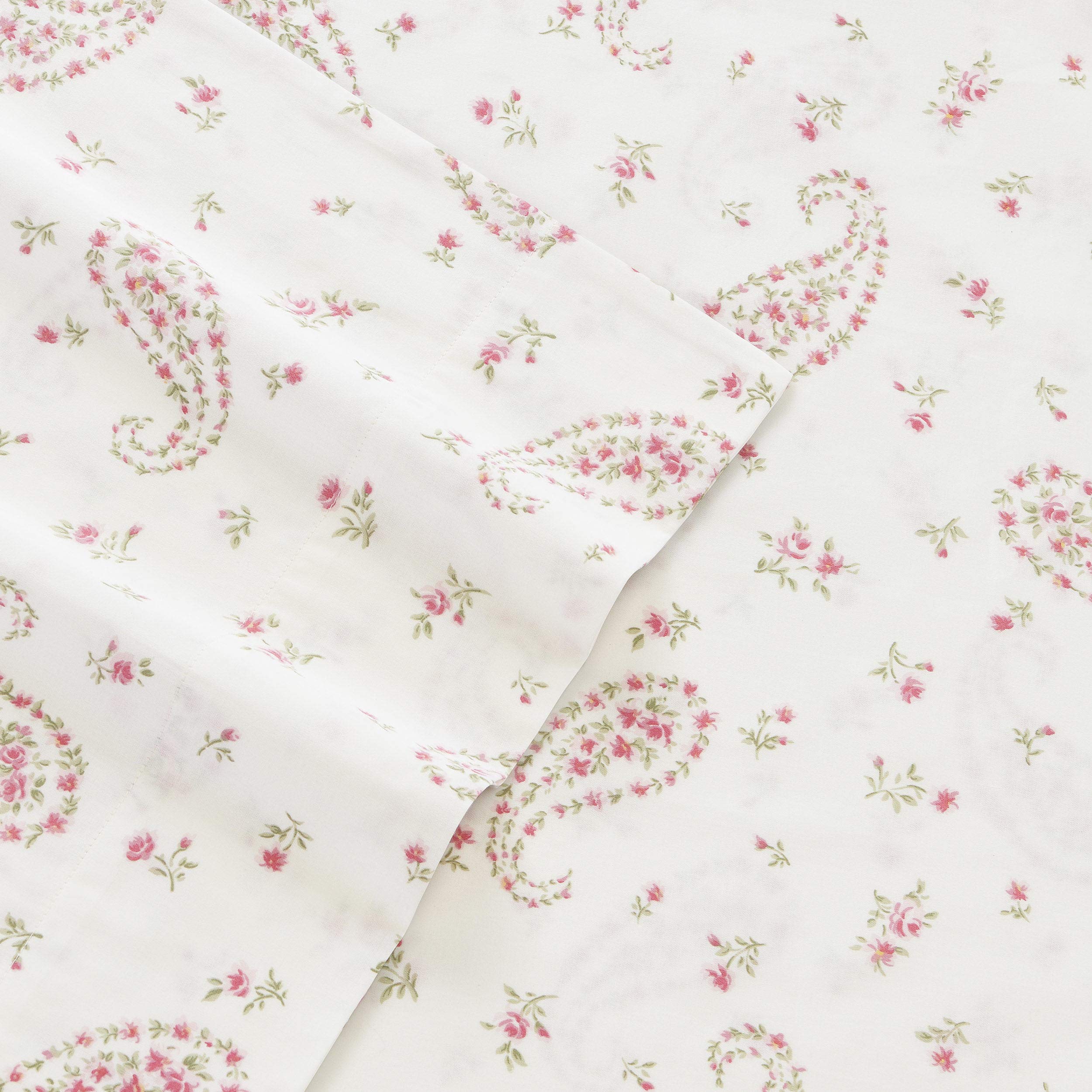 Laura Ashley Home Sateen Collection Bed Sheet Set - 100% Cotton, Silky Smooth & Luminous Sheen, Wrinkle-Resistant Bedding, 4 Pieces, Queen, Bristol Paisley