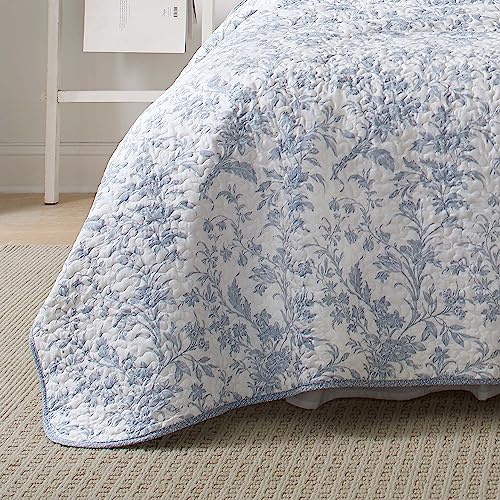 Laura Ashley Home - Amberley Collection - Quilt Set - 100% Cotton, Breathable & Lightweight, Reversible Bedding, Pre-Washed for Added Softness, Queen, Spa Blue , 1 Count (Pack of 1)