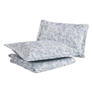 Laura Ashley Home - Amberley Collection - Quilt Set - 100% Cotton, Breathable & Lightweight, Reversible Bedding, Pre-Washed for Added Softness, Queen, Spa Blue , 1 Count (Pack of 1)