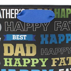 Hallmark 9" Medium Father's Day Gift Bag with Tissue Paper (Black, Green, Blue, Gold) "Best Dad" "Happy Father's Day"