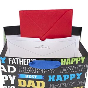 Hallmark 9" Medium Father's Day Gift Bag with Tissue Paper (Black, Green, Blue, Gold) "Best Dad" "Happy Father's Day"