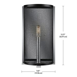 Novogratz x Globe Aliya 1-Light Candelabra Wall Sconce, Matte Black Finish, Chrome Accents 65594