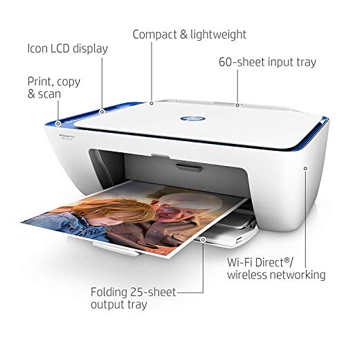 HP DeskJet 2655 All-in-One Compact Printer, HP Instant Ink, Works with Alexa - Noble Blue (V1N01A)