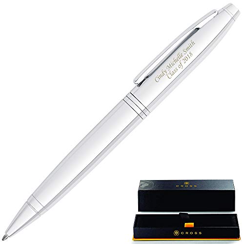 Dayspring Pens Personalized Cross Pen | Engraved Cross Calais Ballpoint Pen - Chrome. 2 Lines of Engraving Included. Customized Graduation Pen, or Gift for Men or Women.