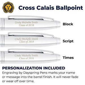 Dayspring Pens Personalized Cross Pen | Engraved Cross Calais Ballpoint Pen - Chrome. 2 Lines of Engraving Included. Customized Graduation Pen, or Gift for Men or Women.