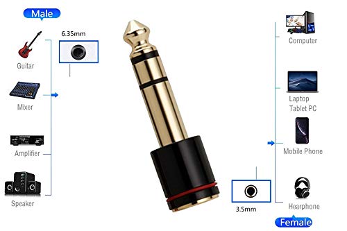 VSKEY [3Pack Stereo (1/4 Inch) 6.35mm Male to 3.5mm (1/8 inch) Female Stereo Audio Adapter for Headphones,Amplifiers,AMPMixing Console, Home Theater Devices Audio Convertor