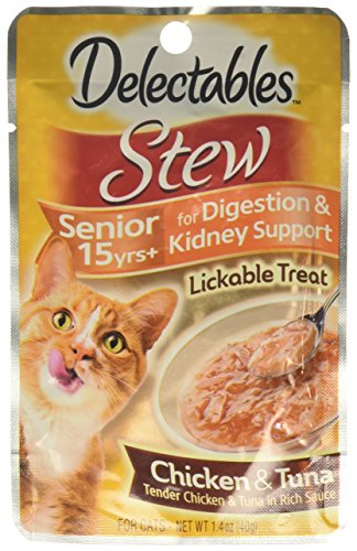 Hartz Delectables Stew Lickable Treat for Senior Cats Chicken Tuna (Pack of 4)