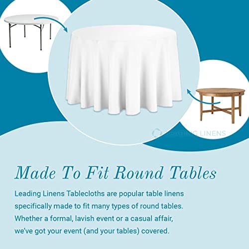 Sparkles Make It Special Leading Linens 10-pcs 108" Inch Round Polyester Cloth Fabric Linen Tablecloth - Wedding Reception Restaurant Banquet Party - Machine Washable - White