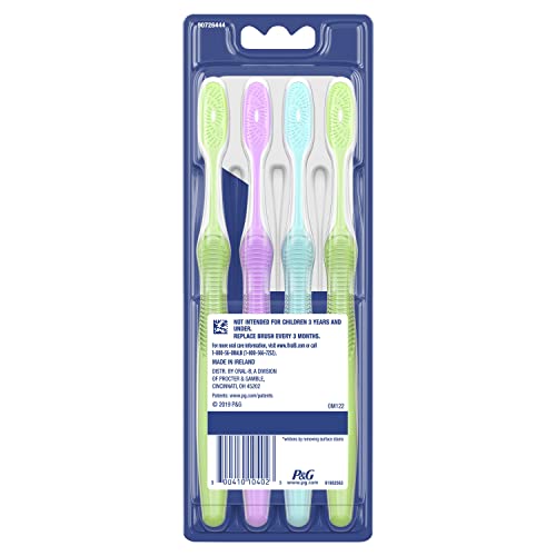 Oral-B Vivid Dual Action Whitening Toothbrushes, Soft, 4 Count (Packaging and Product Color May Vary)