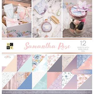 american crafts ps-005-00593 card stock 12"x12" samantha rose premium printed cardstock stack