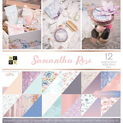 American Crafts PS-005-00593 Card Stock 12"X12" Samantha Rose Premium Printed Cardstock Stack