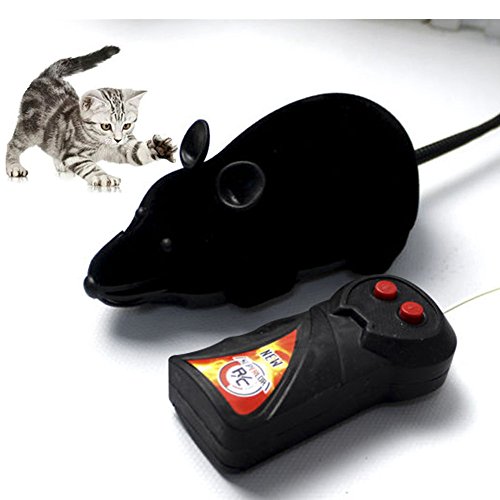 Giveme5 Wireless Remote Control Mock Fake Rat Mouse Mice RC Toy Prank Joke Scary Trick Bugs for Party and for Cat Puppy Funny Toy (Black)