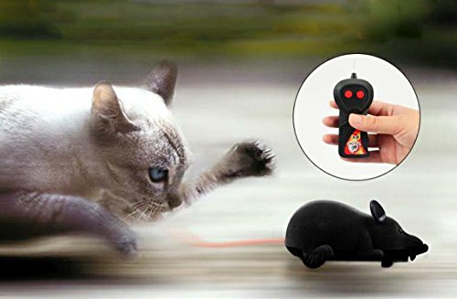 Giveme5 Wireless Remote Control Mock Fake Rat Mouse Mice RC Toy Prank Joke Scary Trick Bugs for Party and for Cat Puppy Funny Toy (Black)