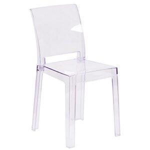 flash furniture emilie ghost chair with square back in transparent crystal