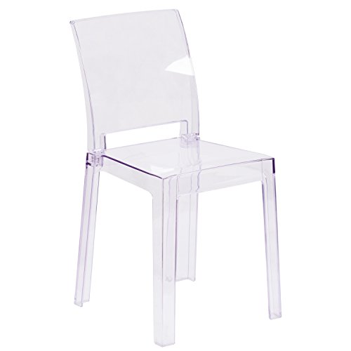 Flash Furniture Emilie Ghost Chair with Square Back in Transparent Crystal