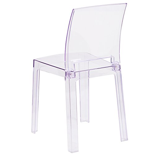 Flash Furniture Emilie Ghost Chair with Square Back in Transparent Crystal