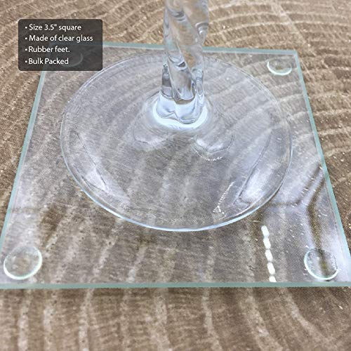 FASHIONCRAFT Perfectly Plain Collection Glass Coasters – Square Coasters, Party Favors (Set of 20)