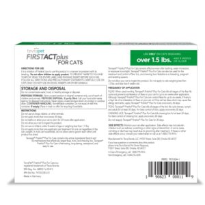 TevraPet FirstAct Plus Flea and Tick Topical for Cats over 1.5lbs, 3 Dose Flea and Tick Prevention. Waterproof Flea and Tick Control for 3 Months