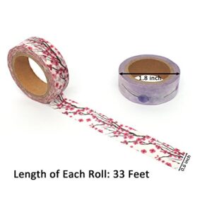 Washi Tape 33 Feet Long Each Roll DIY Japanese Masking Tape Decorative Masking Tape Scrapbooking Tape for Arts Crafts Office Party Supplies and Gift Wrapping