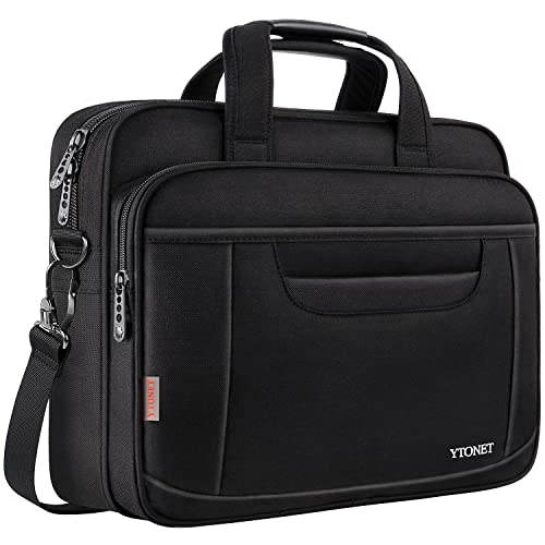 15.6 Inch Laptop Bag, Water Resisatant Briefcase Laptop Case for Men Women, Stylish Nylon Multi-Functional Computer Shoulder Bag for Business Travel School, Fit 15.6 15 Inch Laptop, Black