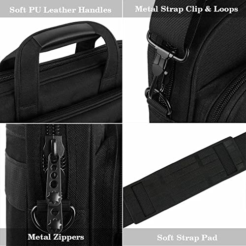 15.6 Inch Laptop Bag, Water Resisatant Briefcase Laptop Case for Men Women, Stylish Nylon Multi-Functional Computer Shoulder Bag for Business Travel School, Fit 15.6 15 Inch Laptop, Black