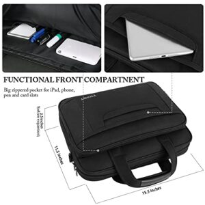 15.6 Inch Laptop Bag, Water Resisatant Briefcase Laptop Case for Men Women, Stylish Nylon Multi-Functional Computer Shoulder Bag for Business Travel School, Fit 15.6 15 Inch Laptop, Black