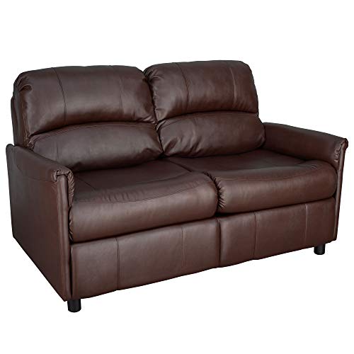 RecPro Charles Collection | 60" RV Hide A Bed Loveseat | Memory Foam Mattress | RV Sleeper Sofa | Pull Out Couch | RV Furniture | RV Loveseat | RV Living Room (Slideout) Furniture | Mahogany