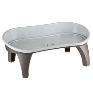 elevated pet feeding tray with splash guard and non-skid feet 21in x 11in x 8.5in by petmaker