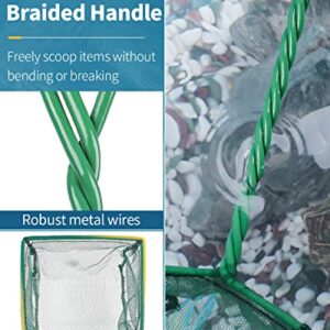 Pawfly 4 Inch Aquarium Fish Net with Braided Metal Handle Small Square Net with Soft Fine Mesh Sludge Food Residue Wastes Skimming Cleaning Net for Fish Tanks Small Koi Ponds and Pools